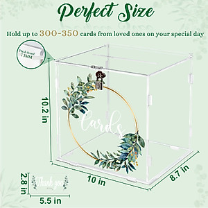 OurWarm Acrylic Wedding Card Box with Lock, DIY Gift Card Box for Wedding Reception with Slot, Clear Wedding Envelope Money Card Box for Party Graduation Baby Shower Birthday Decorations