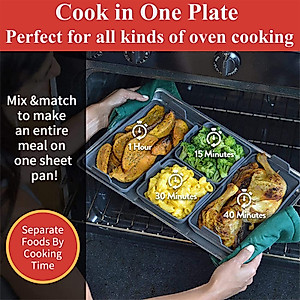 Nonstick Bakeware Set Cake Silicone Sheet Pan, Premium Baking Pan Dividers Non Stick Silicone Sheet Pan Set Suitable for Oven, Air Fryer to Simplify Cooking, Safe to Use and Easy to Clean (4 Dividers)