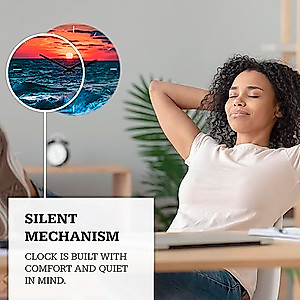 Soul Décor Sea Sunset Wall Clock, Silent Non-Ticking, Battery Operated Kitchen Clock, Aluminum Composite Face, Suitable for Offices, Bedrooms, and Bathrooms 12 Inch Round