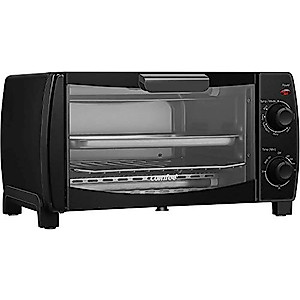 COMFEE' 4 Slice Small Toaster Oven Countertop, Retro Compact Design, Multi-Function with 30-Minute Timer, Bake, Broil, Toast, 1000 Watts, 2-Rack Capacity, Black (CFO-BB101)