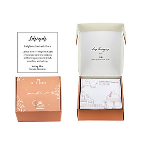 YoTreasure Solid 925 Sterling Silver Pear Shape Larimar Ring