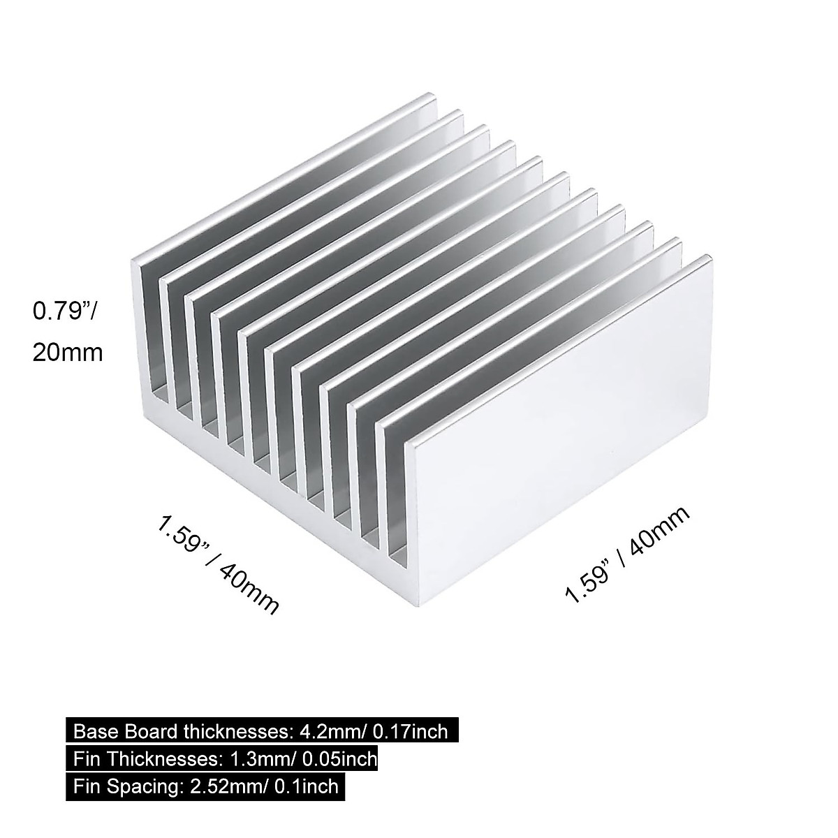 Awxlumv 4PCS Heat Sink Kit 40x40x20mm/ 1.57"x1.57"x0.79", Anodized Aluminium Heatsink Heat Sync Cooler 40mm for Cooling CPU VRM GPU Led Thermoelectric Peltier Cooler 3D Printers Stepper Motor