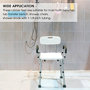 Shower Chair Leg Caps Heavy Duty 4 Pack Shower Chair Tips Replacement Rubber Feet for Shower Chair, Bath Seat, Shower Stools, Non Slip Rubber Tips Suction Cup Feet 1-1/8" I.D