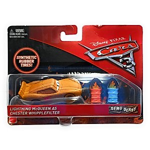 Pixar Cars Demo Derby Lightning McQueen as Chester whipplefilter 3 pc Set