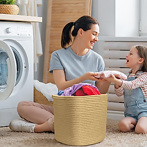 GLCON Cotton Rope Baskets for Organizing - 2 Pack Cube Storage Bins - Woven Basket for Storage - Square Toy Organizer Bins - Storage Cubes for Shelves, Closet - Baby Nursery Bin