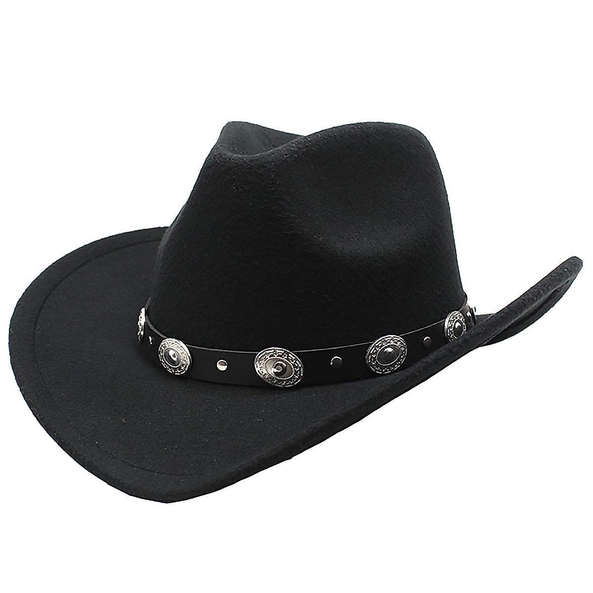 Eohak Shapeable Western Cowboy Hat for Men Women Fedoras Wool Cap Felt Cowgirl Jazz Hats with Silver Canyon M-L