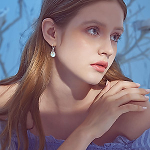 SVODEA Moonstone Moon Star Earrings for Women,925 Sterling Silver Crescent Moon Star Drop Dangle Earrings,Anniversary Birthday Jewelry Gift for Women Mom Wife