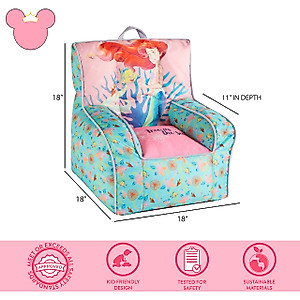 Idea Nuova Disney Little Mermaid Kids and Toddler Canvas Bean Bag Chair with Piping & Top Carry Handle