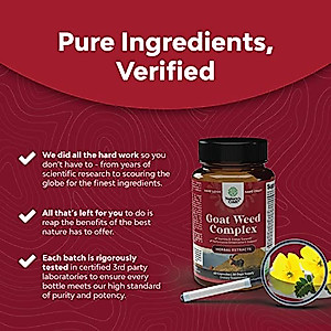 Herbal Goat Weed Extract Complex - Invigorating Blend with Tribulus Saw Palmetto L Arginine and Tongkat Ali Extract and Maca Root for Men and Women for Enhanced Energy and Stamina - Discreet Packaging