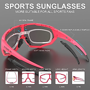 X-TIGER Polarized Sports Sunglasses with 3 Interchangeable Lenses,Mens Womens Cycling Glasses,Baseball Running Fishing Golf Driving Sunglasses