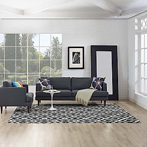Modway Alika Abstract Diamond Trellis Area Rug, 8X10, Black and White
