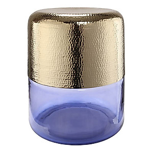 TOV Furniture Kolla Translucent Hand Hammered Modern Side Table, 14", Gold/Purple