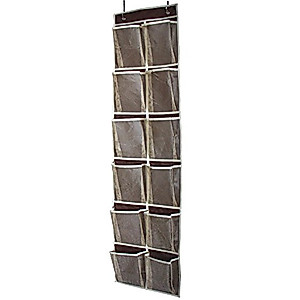 MISSLO Heavy Duty Organizer for Narrow Door with 12 Mesh Pockets (Brown)
