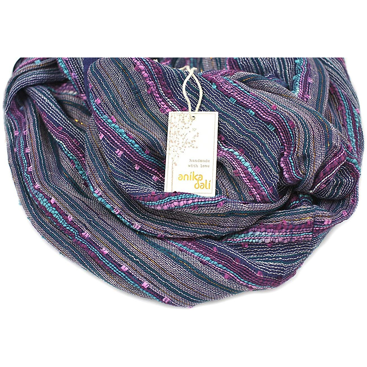 Anika Dali Women's Shimmer Sparkle Infinity Scarf- Festival Boho Bliss Fashion Scarf (Blue Turquoise)