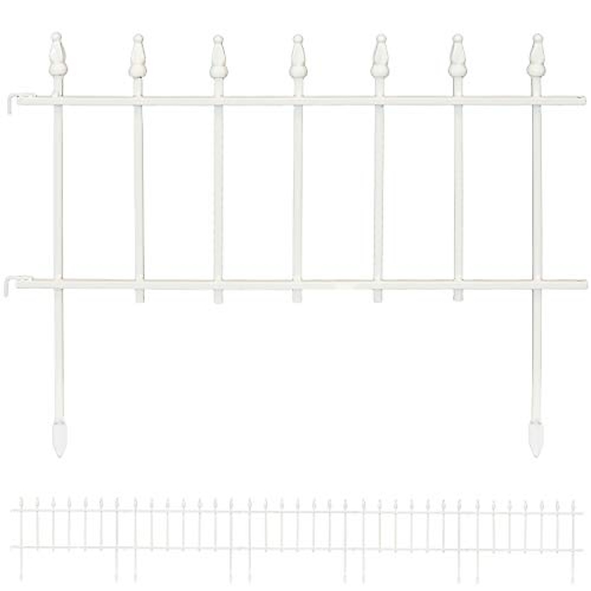 Sunnydaze 5-Panel White Roman Border Fence Set - 9-Foot Overall Length - Decorative Metal Garden, Lawn, and Landscape Fencing - 22 Inches Wide x 18 Inches Tall Per Piece