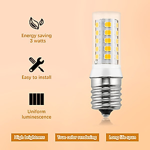 PANDEELS 5304517886 KEID28A KEL2811 Refrigerator Bulb, KEID28M E17 3W LED Freezer Light Bulbs Replaces KEI D28A, KEI D28M, KEL 2815, 5304498578, 241552807, 297114000 (AC100-130V,Pack of 2)