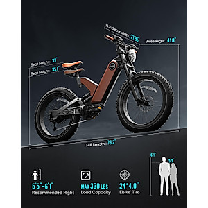 eAhora P5 Plus Electric Bike for Adults, 28MPH 750W(MAX 1000W) 48V 20Ah Long Range Removable Battery Ebike, 7 Speed Electric Mountain Bike, 24 * 4.0'' Fat Tire Electric Bike, Full Suspension