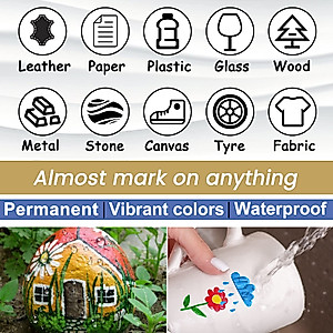 Overseas White & Black Paint Pens Paint Markers - Permanent Acrylic Markers 2 Pack,Water Based,Quick Dry,Waterproof Paint Marker Pen for Rock,Wood,Plastic,Metal,Canvas,Glass,Fabric,Mugs. Medium Tip
