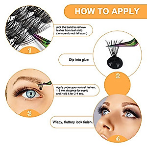 Lash Clusters 40D-0.07D-9-16MIX B&Q 280 Clusters False Eyelash 20D 30D 40D Individual Lashes Cluster DIY Eyelash Extensions at Home (40D-0.07D,9-16MIX)