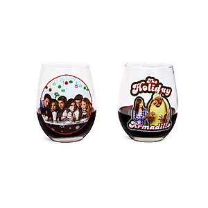 Friends Holiday Stemless Wine Glass Collectible 2-Pack | Each Holds 20 Ounces