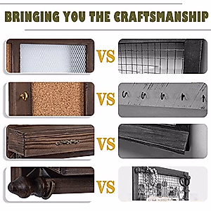 Dhmkfly Jewelry Organizer Wall Mounted Jewelry Organizer Mesh Rustic hanging Jewelry Holder for Earrings Necklaces, with Drawer Hanging Jewelry Box (Rustic)