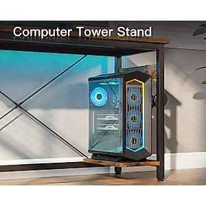 Coleshome 66" L Shaped Gaming Desk with Outlet, L Shaped Desk with CPU Stand, Corner Computer Desk, Home Office Desk, Writing Desk, Vintage