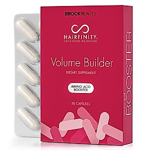 Hairfinity Volume Builder Amino Acid Booster for Thinning, Damaged Hair - Protein Rich Amino Acids to Support Thicker, Fuller Hair Growth and Boost Hair Vitamins - 30 capsules (1 month supply)