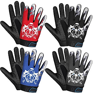 8 Pcs Kids Cycling Gloves Boys and Girls Youth Full Finger Bike Gloves Children Mountain Bicycle Gloves Bulk Warm Sport Gloves Nonslip Toddler Fishing Gloves for Outdoor Sport Climbing Football