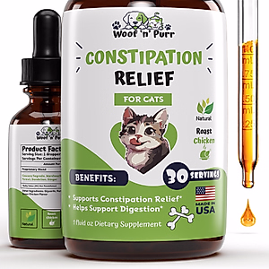 Woof 'n' Purr Constipation Relief for Cats - Cat Constipation Relief - Cat Laxative - Cat Laxative Constipation Relief - Constipation Relief for Cat - Cat Stool Softener - 1 fl oz - (1)