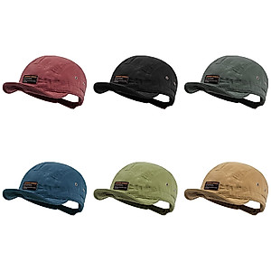 CLAPE 5 Panel Dad Hat Classic Cotton Baseball Cap Casual Flat Brimmed Cap Umpire Dad Hats Adjustable Strap Cadet Cap, Green