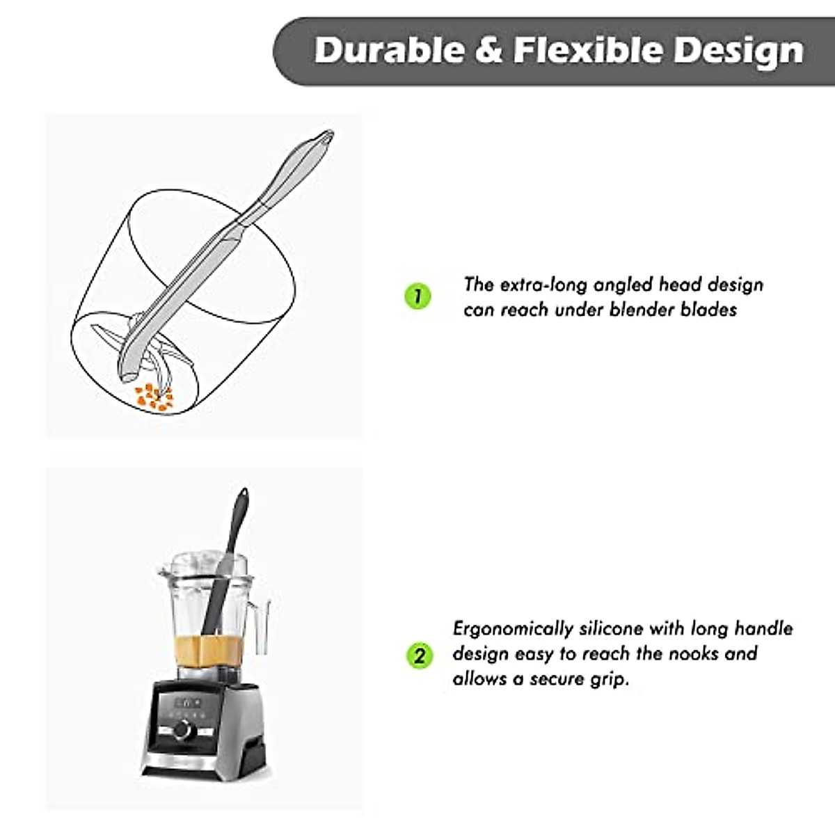 Silicone Blender Spatula, Slim Blade Scraper Accessory Designed for Vitamix Blender Blades