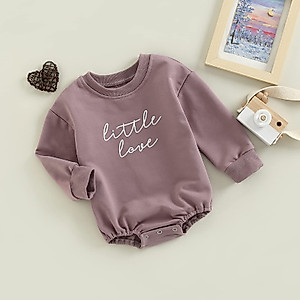 KOSUSANILL Baby Girls Boy Oversized Sweatshirt Romper Newborn Infant Long Sleeve Crewneck Bubble Sweater Pullover Top Valentines Day Outfit Fall Clothes