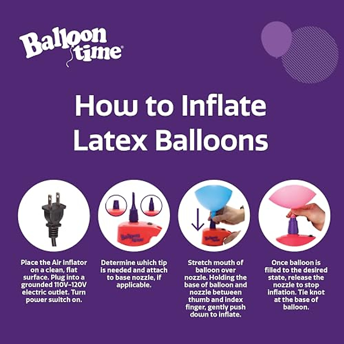 Balloon Time Electric Air Inflator and Deflator - Powerful Portable Electric Air Pump for Balloons, Balloon Arch, Party Decorations, Inflatables, and Air Mattresses