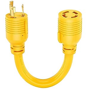 Kohree NEMA L5-30P to L14-30R Adapter Cord, 3 Prong to 4 Prong Generator Adapter, STW 10 AWG 12", 30 Amp L5-30P Male Generator to L14-30R Transfer Switch Female Adapter