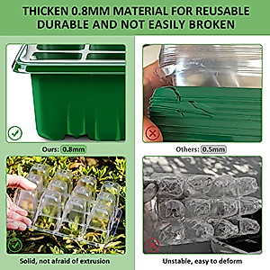 YAUNGEL Seed Starter Tray, 10 Pack 120 Cells Thicken Seed Starting Trays Kit with Humidity Dome/Heightened Lids Growing Trays for Greenhouse & Gardens, Green
