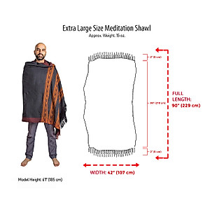 Om Shanti Crafts Meditation or Prayer Shawl or Plain Blanket, Wool Shawl/Wrap, Oversize Scarf. Unisex (Dark Grey)