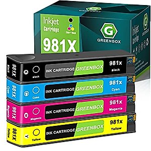 GREENBOX Remanufactured 981X Ink Cartridge Replacement for HP 981X for HP PageWide Enterprise Color 556, 556dn, 556xh, MFP 586, MFP 586z, MFP 586dn, MFP 586f (4 Pack)