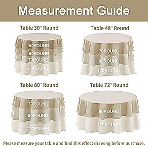 Hiasan White Round Tablecloth 60 Inch - Waterproof Stain Resistant Spillproof Polyester Fabric Table Cloth for Dining Room Kitchen Parties