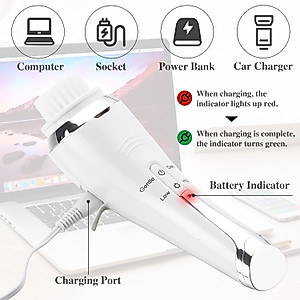 Facial Cleansing Brush, Rechargeable Spin Face Scrubber Set with 4 Face Brush Heads, Waterproof Facial Brush for Deep Cleansing Gentle Exfoliating and Massaging