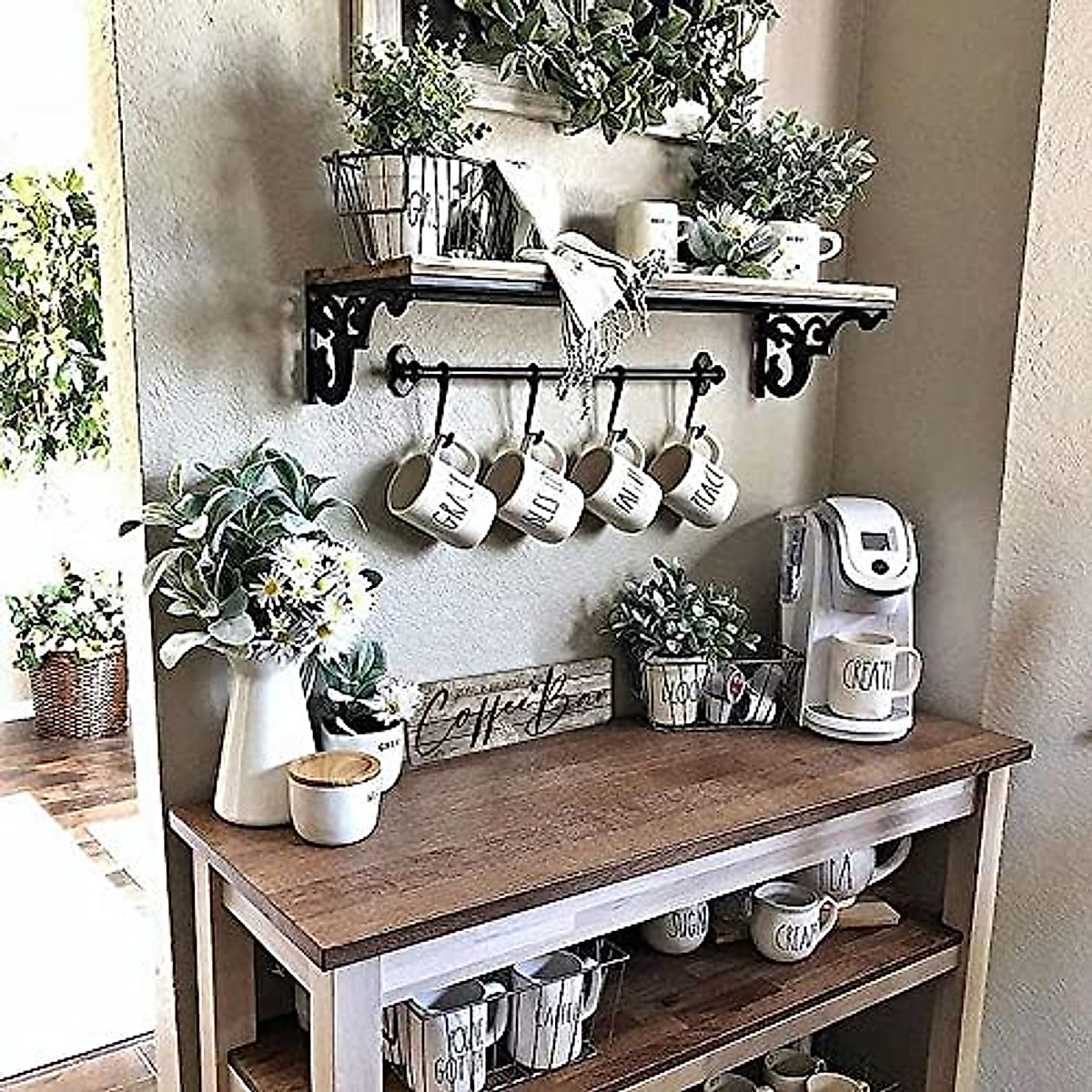 SAC SMARTEN ARTS Rustic Coffee Bar Signs Kitchen Wall Decor Coffee Signs Farmhouse Coffee Bar Decor Wood Coffee Wall Art for Home/Office/Coffee Bar Decorations 16”x5”