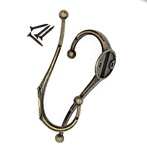 LXZ 4 PCs Antique Brass Wall Mounted Hooks - Wall Hooks - Hat Hangers Robe Hooks, Height 4.8-in (12 cm)