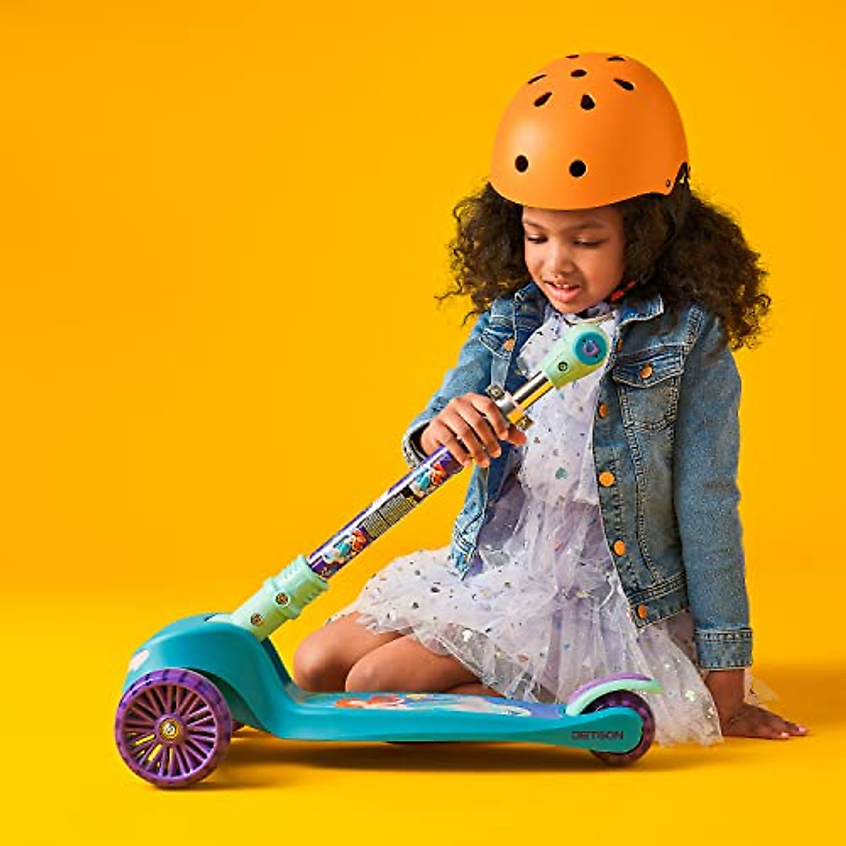 Jetson Little Mermaid LED Light-Up Wheels Scooter for Kids, Height-Adjustable, Easy Folding