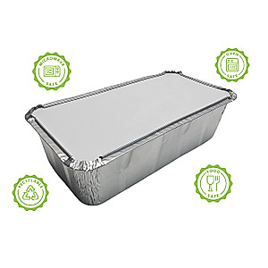 D&W Fine Pack Disposable 2 lb. Aluminum Foil Closeable Loaf Pan with Board Lid - 33 Ounces - Perfect for Baking Breads, Cakes, Food (Pack of 500)