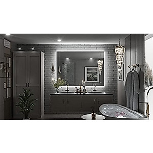 Keonjinn 40 x 32 Inch LED Bathroom Mirror with Lights Acrylic Backlit Vanity Mirror Anti-Fog Lighted Bathroom Mirror for Wall CRI90 High Definition Dimmable Large Makeup Mirror(Horizontal/Vertical)