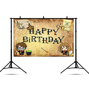 Wizard Backdrop for Kids Birthday Party Supplies 5x3ft Magic Photo Background for Magical Wizard Theme Party Cake Table Decorations Baby Shower Banner