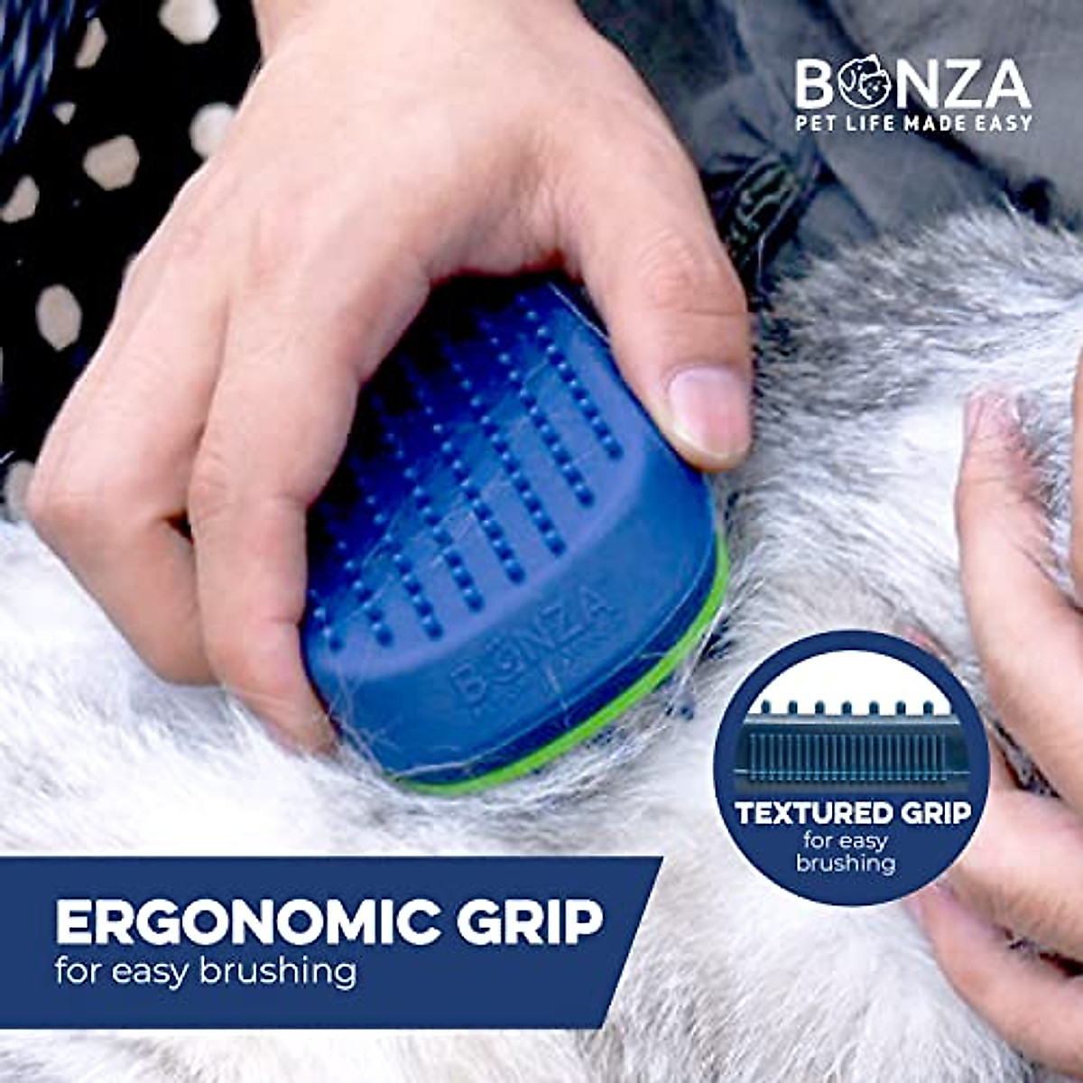 Bonza Dog and Cat Massage Brush, Dog Bath Brush with Removable Screen, Soft Silicone Bristles for Gentle Grooming for Pet, Curry Comb for Washing, Brushing for Short, Medium and Long Haired Pets