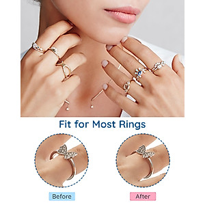 Ring Sizer Adjuster for Loose Rings, 187 Piece Ring Size Adjuster Set, w/16 Plug-in Invisible Ring Adjuster, 12 Spiral Silicone Tightener Set,Fit Any Rings,156 EVA Stickers w/Ring Size Measuring Tool