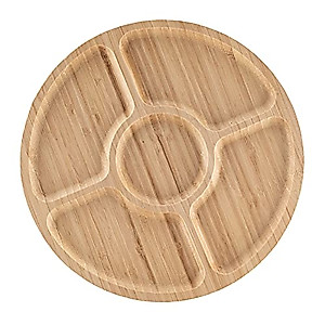XKXKKE Wooden Divided Serving Dish With Compartments Meat and Cheese Bamboo Serving Tray Sectional Party Platter for Snacks Fruits Crackers