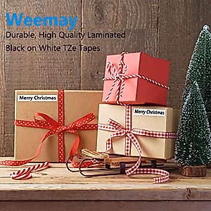 Weemay Compatible Label Tape Replacement for 18mm 0.7 Laminated White TZe-241 TZe241 TZ241 TZ-241 18mm TZ Tape 3/4 Inch Black on White for PTouch PT-D400 PT-D400AD PT-D600 PT-1750 Label Maker, 4P