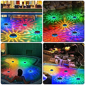 RRRPIO Bath Lights,Floating Pool Lights That Float with RGB Color Changing,IPX6 Waterproof Solar Floating Lights for Inground Pool,Swimming Pool Lights for Pool,Spa,Hot Tub Bath Accessories -2PCS